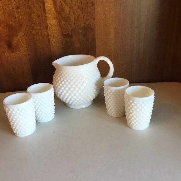 Fenton | Dining | Vintage 5 Piece Set Fenton Hobnail Milk Glass Ball ...